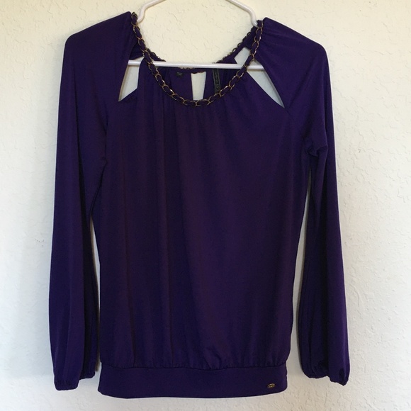 Guess | Tops | Guess Purple Blouse With Cut Outs And Metal Chain Detail ...